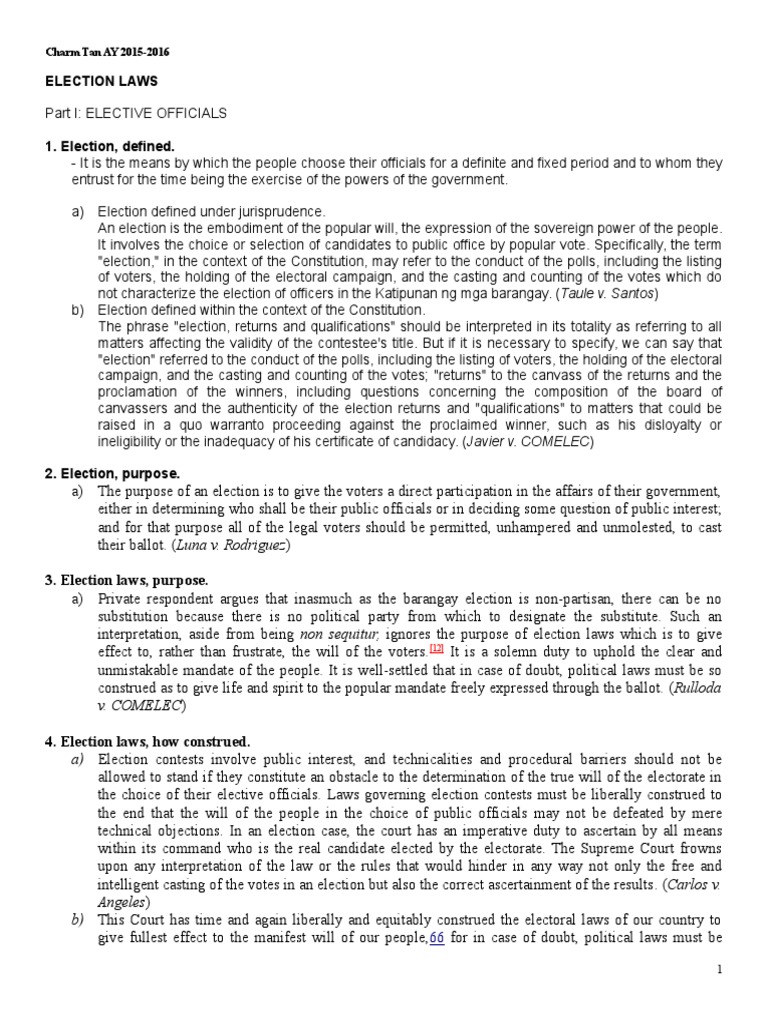 Gujilde Election Laws Overview Pdf Presidents Of The United States