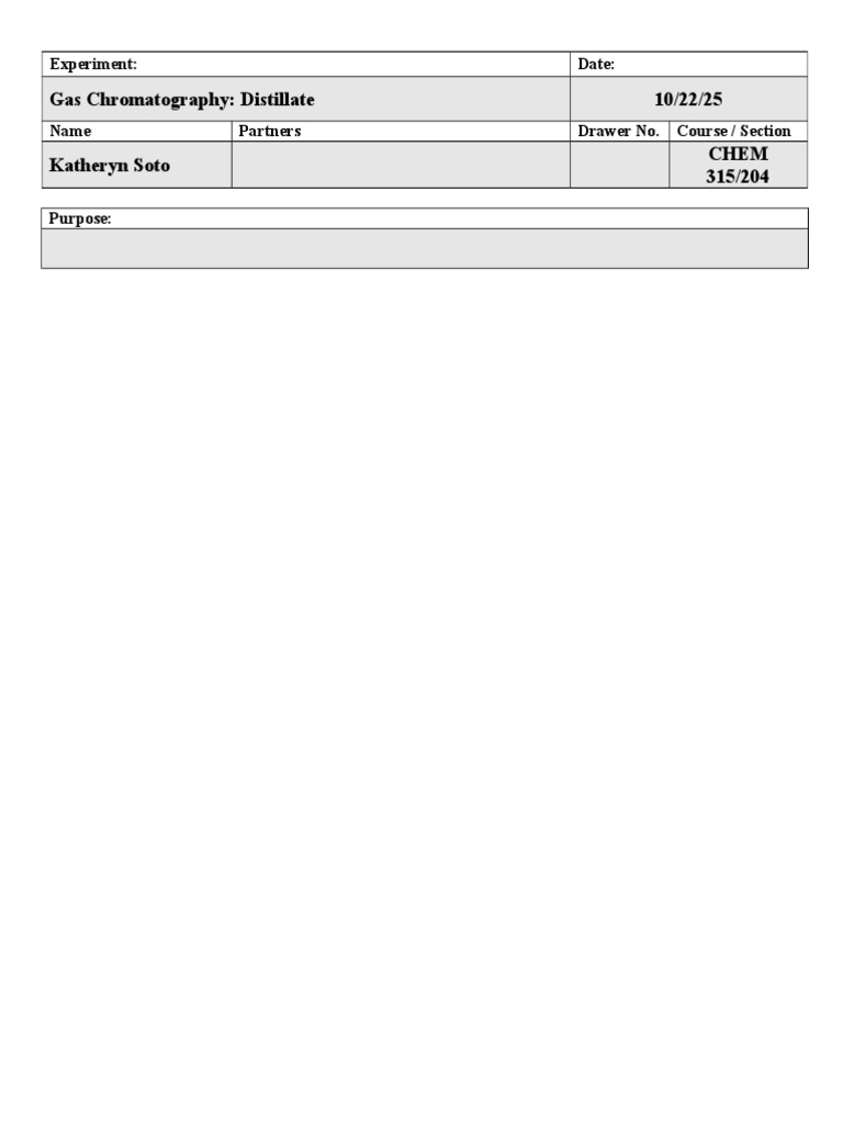 Chem 315 - Lab 7 - Gas Chromatography | PDF | Stoichiometry | Applied ...