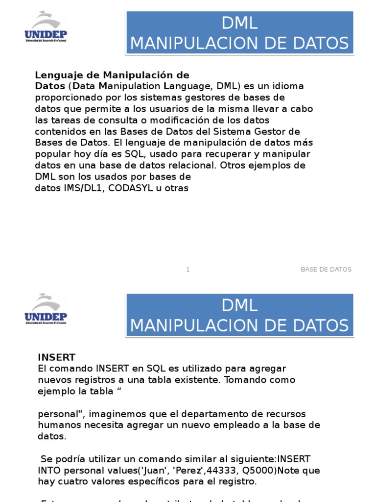 DML Exposicion | PDF | SQL | Gestión de la información