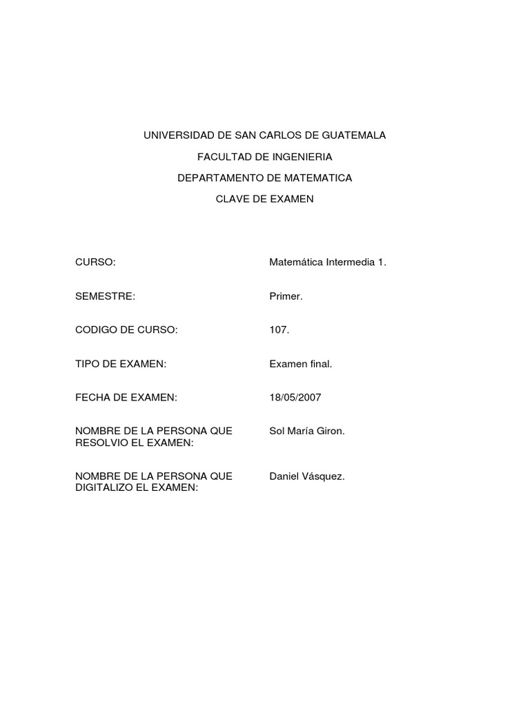 Examen Final Usac Inter1 | Descargar gratis PDF | Línea (geometría) | Esfera