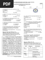 UNANG MARKAHANG PAGSUSULIT-GRADE 9 With Answer key-MA'AM NERY H. SALAZAR MT-II | PDF