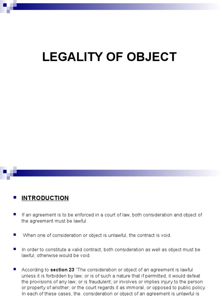Mod 1. 6 - Legality of Object | PDF | Consideration | Public Policy ...