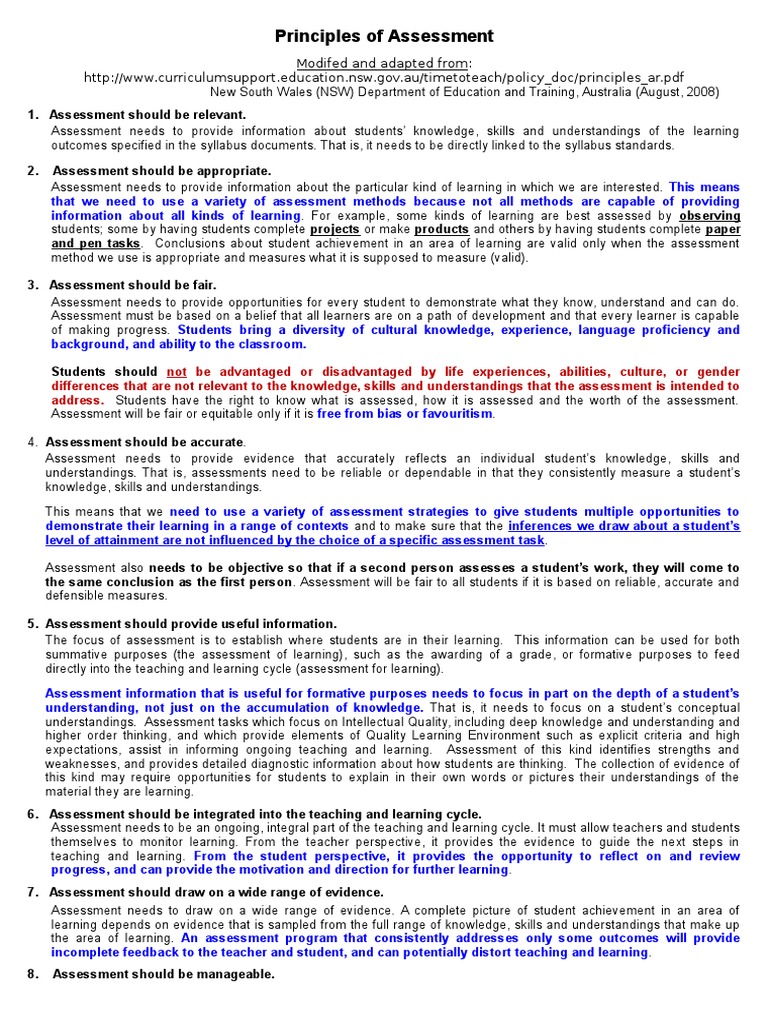 Principles of Assessment | PDF | Educational Assessment | Educational ...