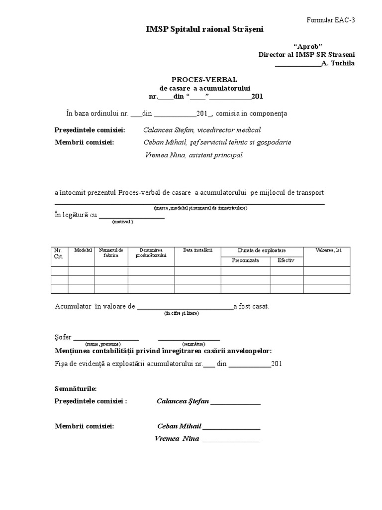 Procesc Verbal de Casare Acumulator | PDF