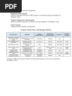Sample Project Workplan and Budget Matrix | PDF