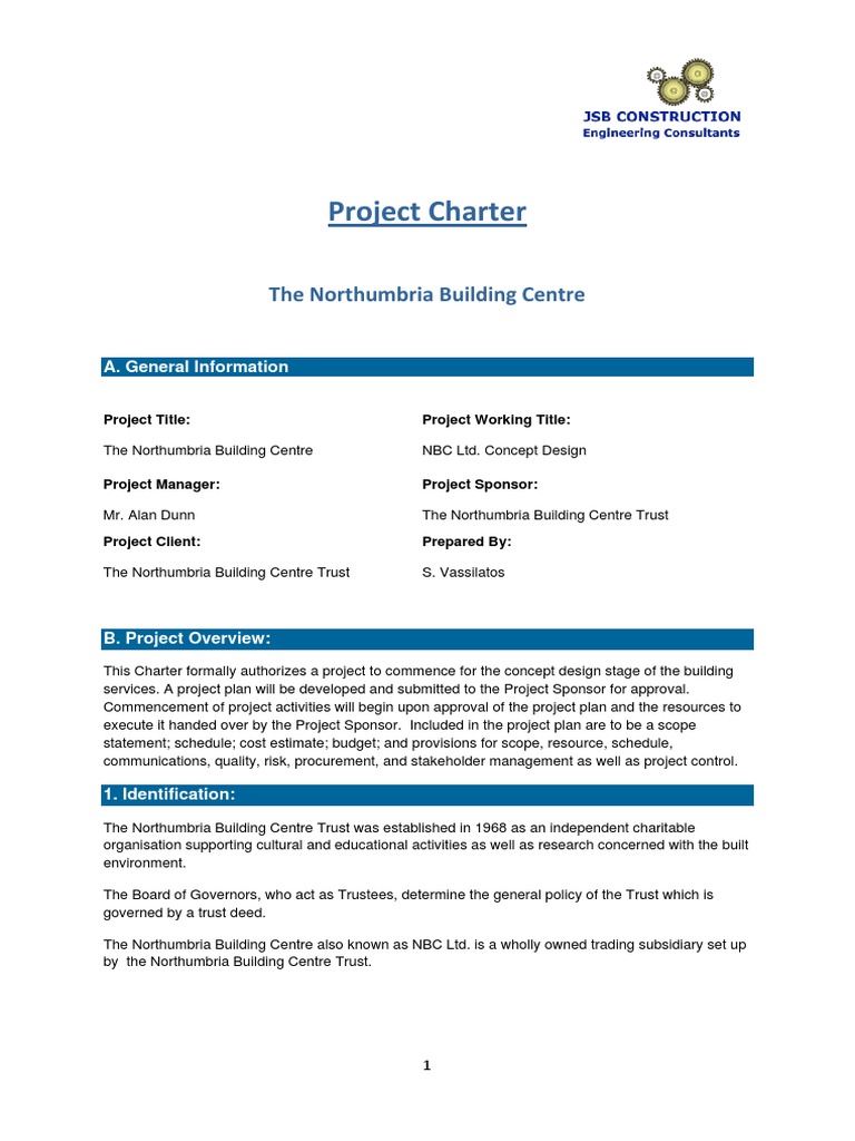 Project Charter1 Pdf Pdf Accountability Engineering