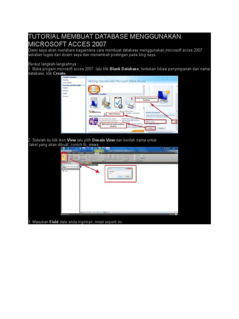 Tutorial Membuat Database Menggunakan Microsoft Acces 2007 | PDF