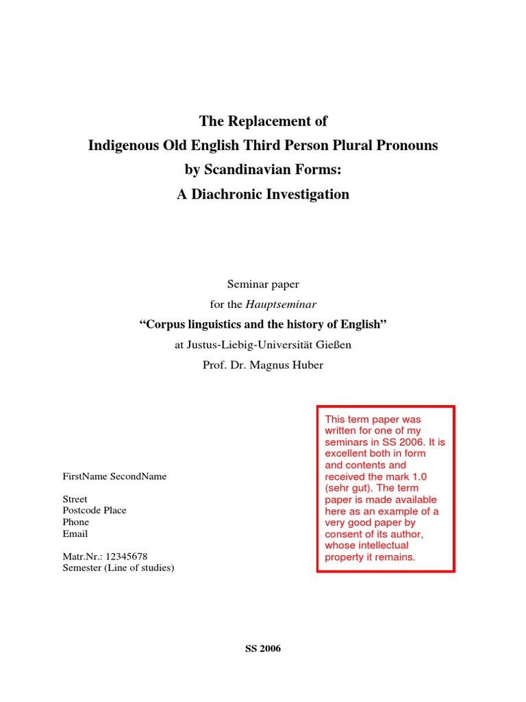 Sample Term Paper PDF | PDF | English Language | Preposition And Postposition