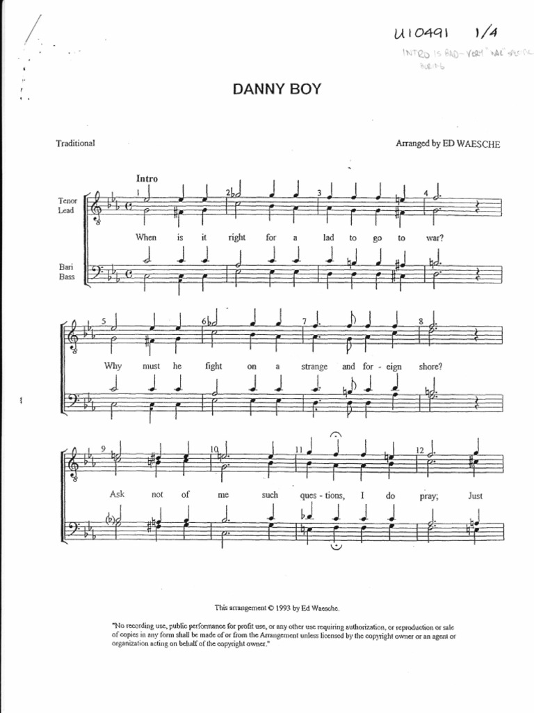 Danny Boy Acapella Arrangement | PDF