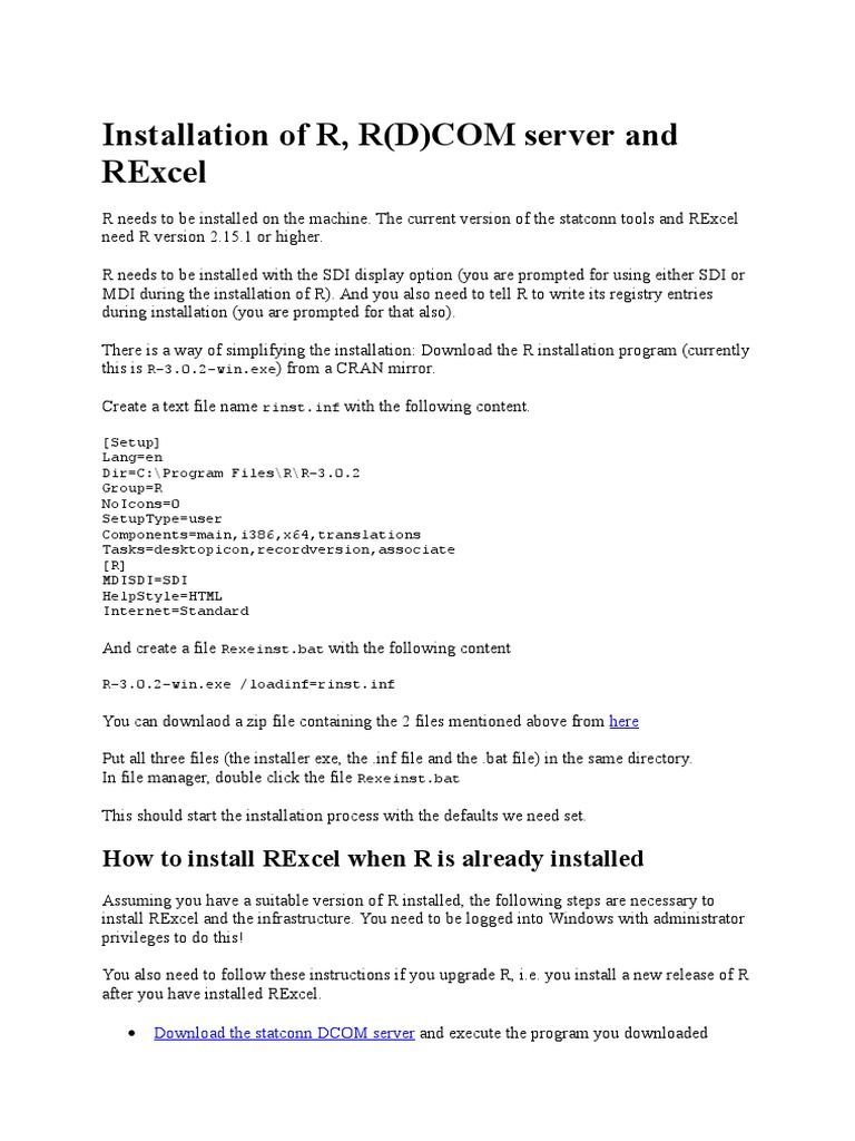 Installation of R | PDF | Microsoft Excel | Installation (Computer ...
