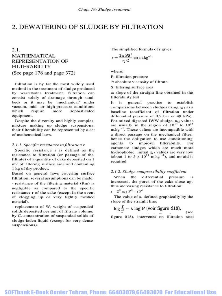 Sludge Dewatering Techniques | PDF | Filtration | Chemical Engineering