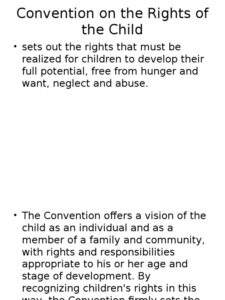 Sets Out The Rights That Must Be Realized For Children To Develop Their ...