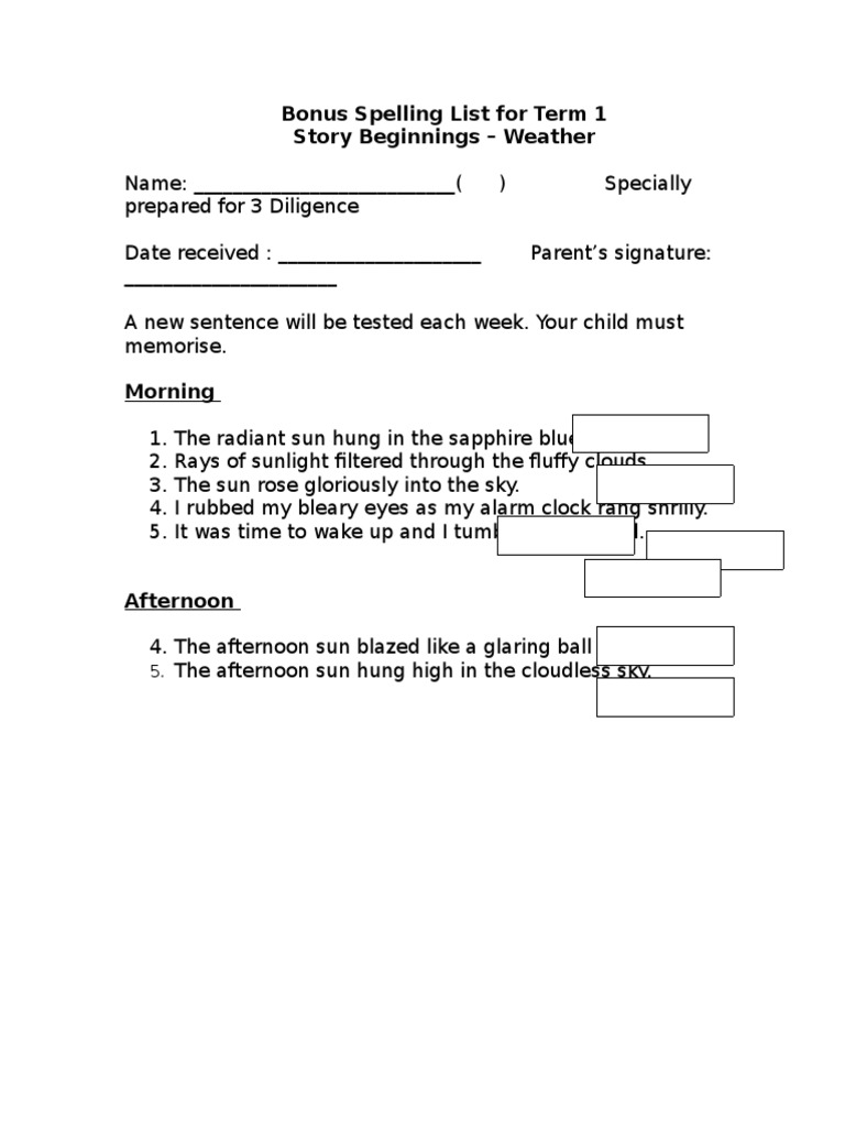Weather-Themed Spelling List | PDF