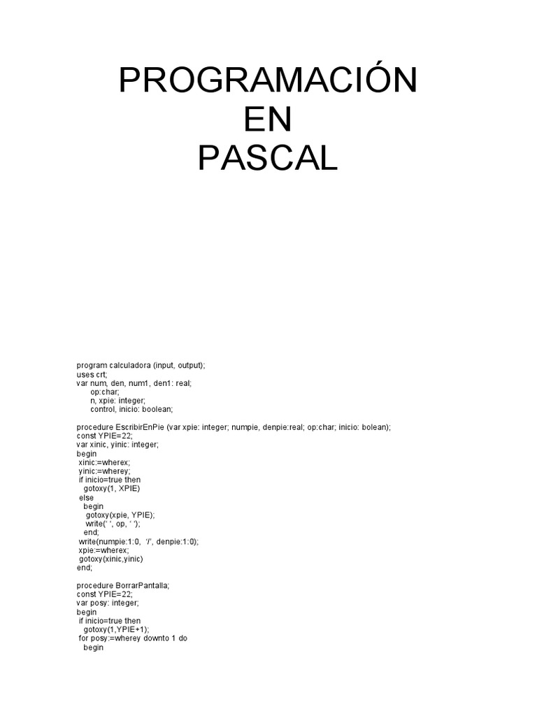 Programa Pascal | PDF | Datos de computadora | Datos