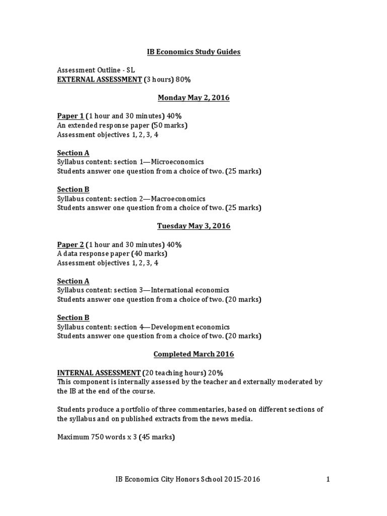 IB Economics SL Study Guide 2015-2016 | PDF | Gross Domestic Product ...