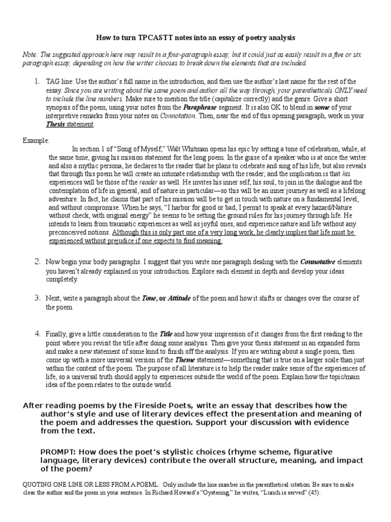 How To Turn Tpcastt Into An Essay | PDF | Poetry | Essays