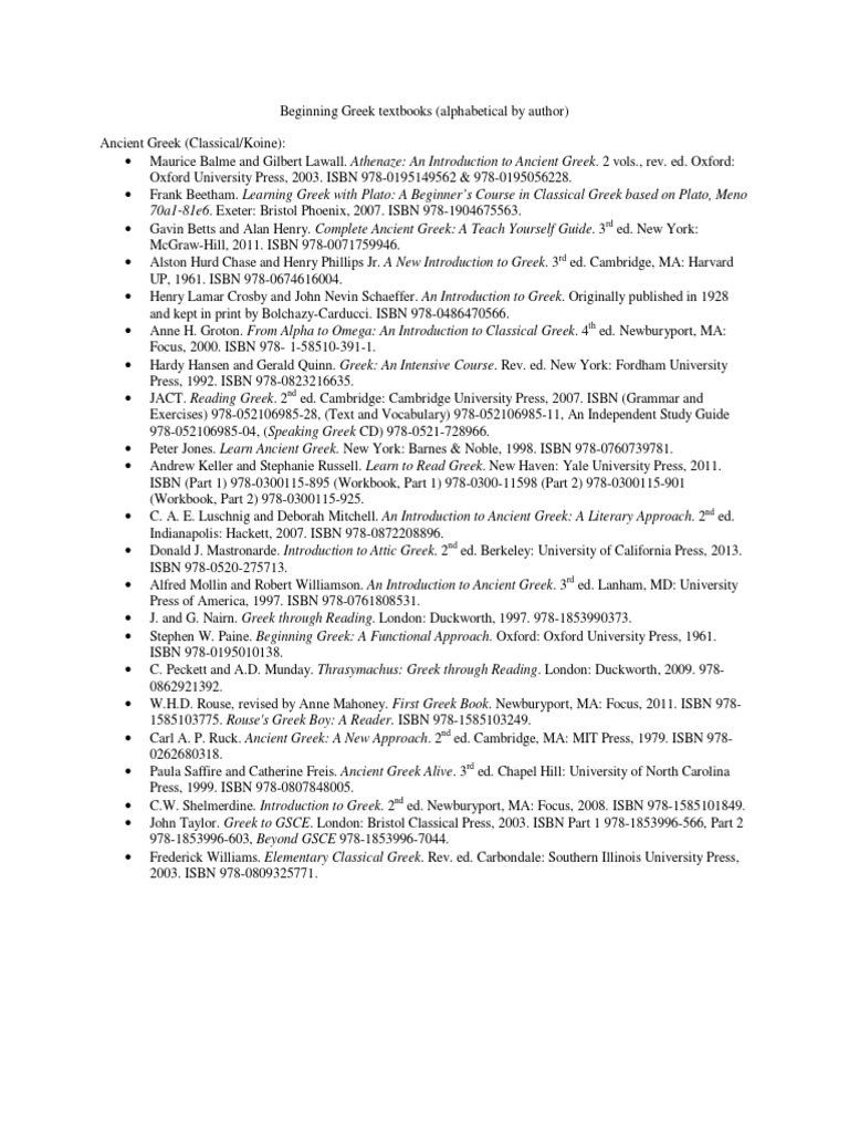 Greek Beginning Books | PDF | Koine Greek | Languages Of Europe