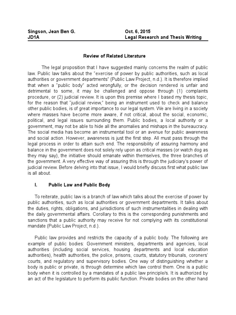RRL in Legal Thesis Writing Guide | PDF | Judiciaries | Judicial Review