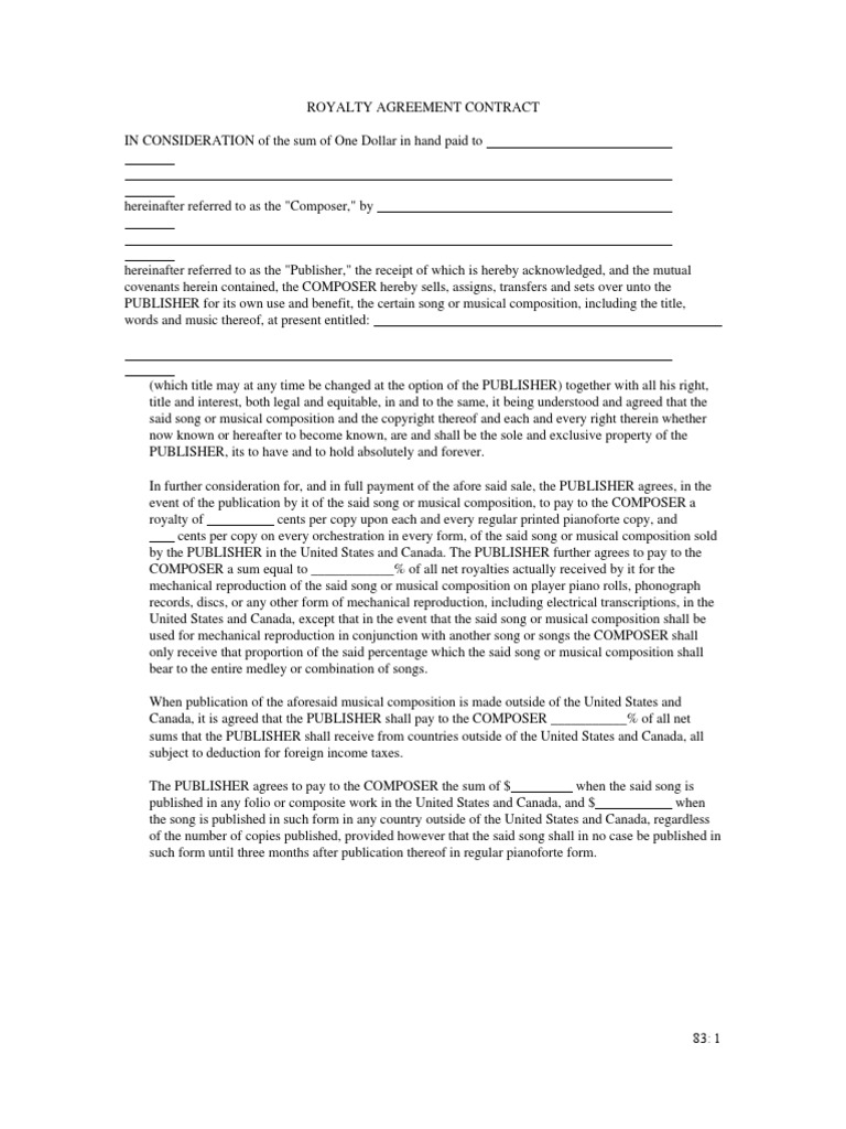 83-Royalty Agreement Contract II | PDF