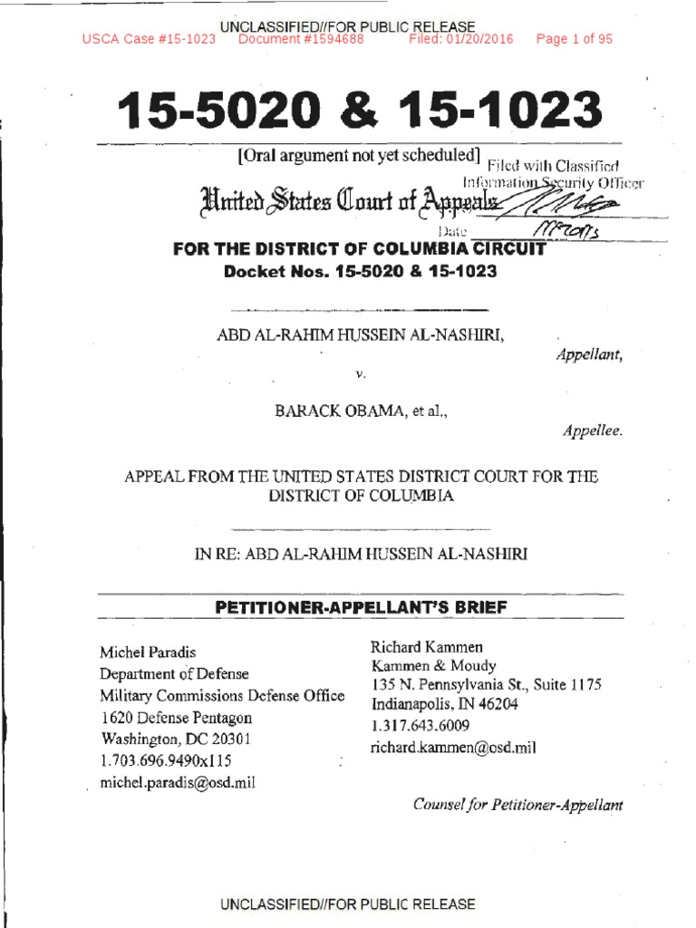 2015-11-20 Al-Nashiri Merits Brief (REDACTED) | PDF | Amicus Curiae | Pain