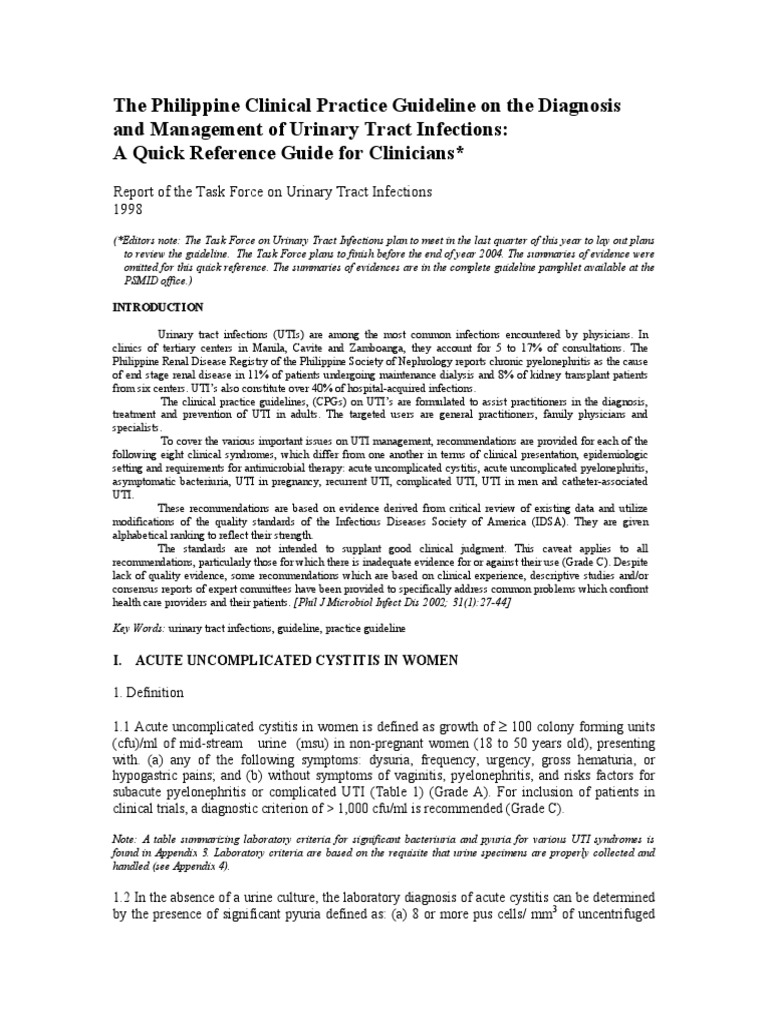 Philippine UTI Diagnosis & Management Guide | PDF | Urinary Tract ...