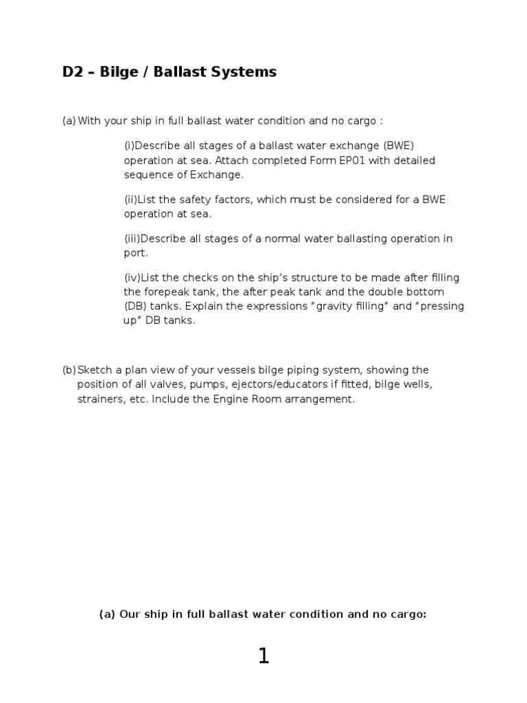 D2 Bilge, Ballast Systems | PDF | Ships | Sea