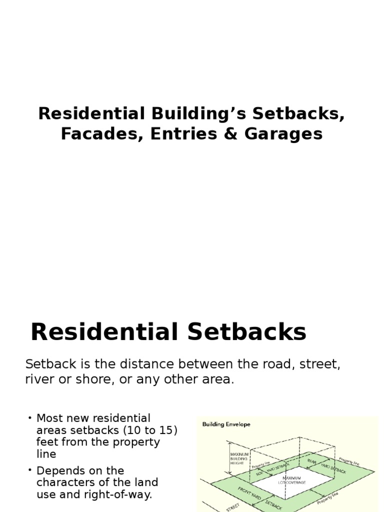 Residential Building's Setbacks, Facades, Entries - Urban Design | PDF ...