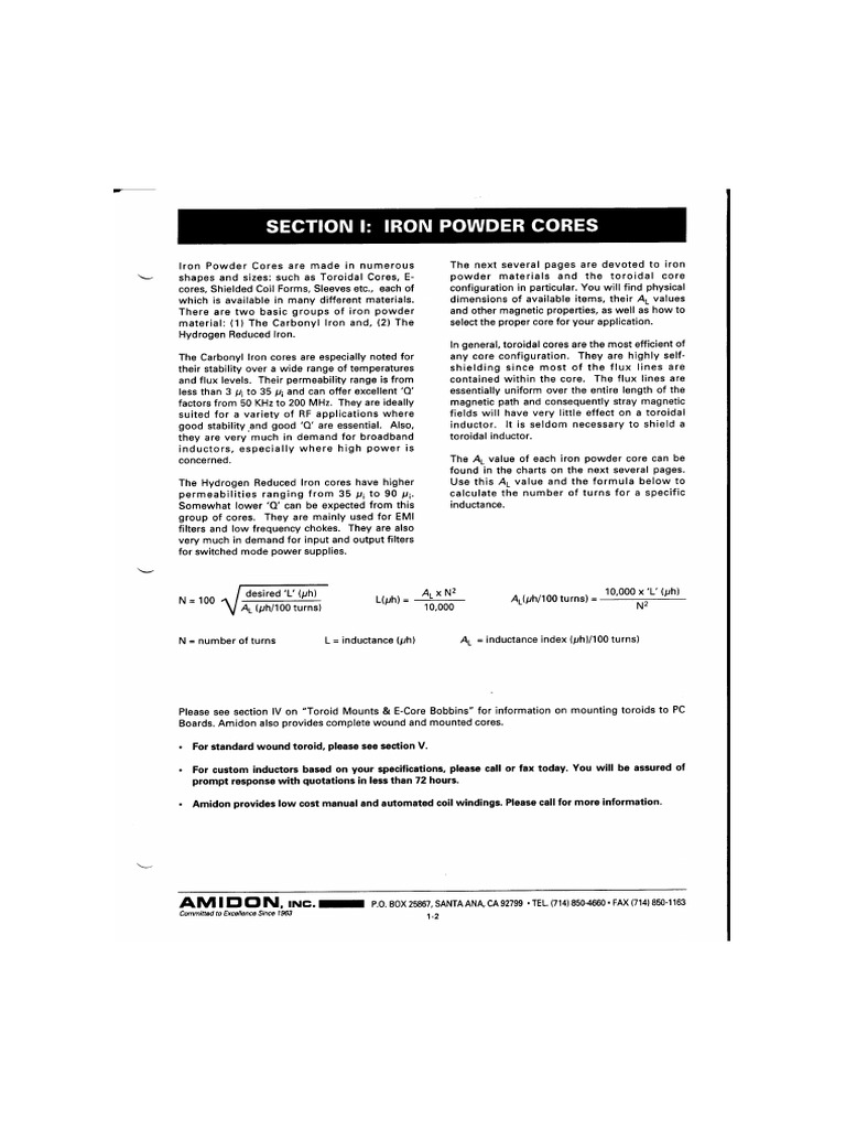 AMIDON/Fair-Rite Ferrite Information | PDF