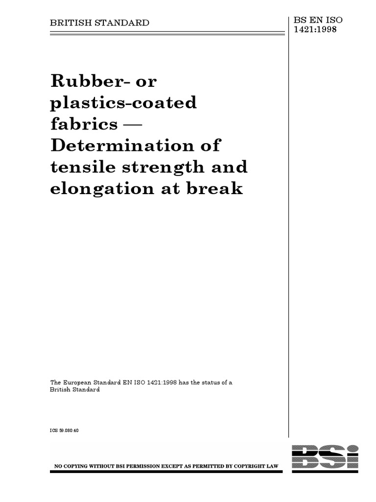 BS EN ISO 1421_1998 | International Organization For Standardization ...