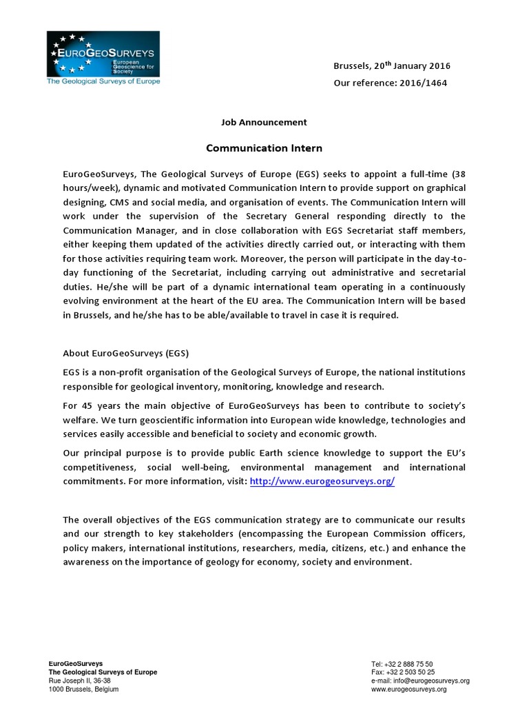 Communication Intern: Job Announcement | PDF | Editing | European Union