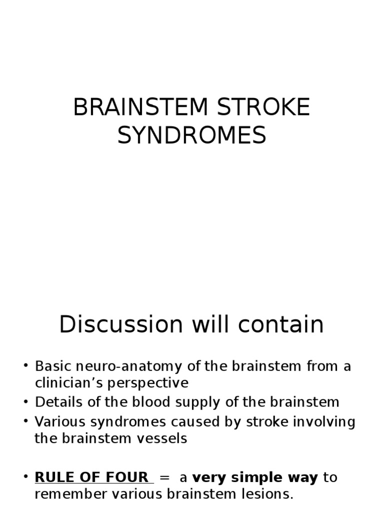 Brainstem Stroke Syndrome Spp T Pdf Brainstem Cerebellum