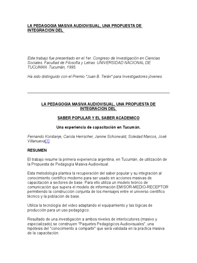 La Pedagogia Masiva Audiovisual | PDF | Conocimiento | Pollo