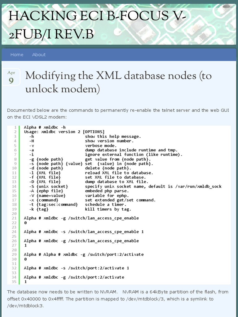 Modifying The XML Database Nodes (To Unlock Modem) - Hacking ECI B ...