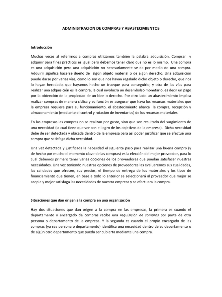 Administracion de Compras y Abastecimientos | PDF | Precios | Marketing