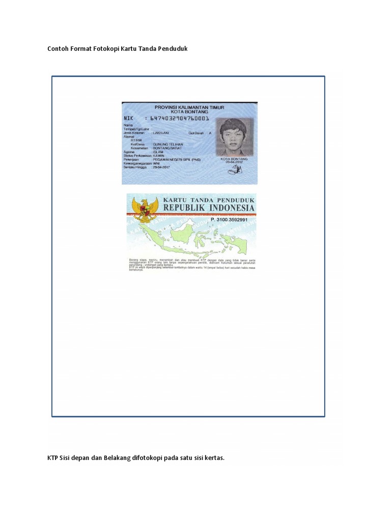 Contoh Format Fotokopi Dokumen Persyaratan Paspor | PDF