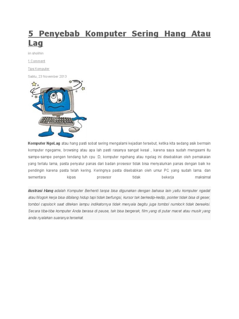 5 Penyebab Komputer Sering Hang Atau Lag | PDF