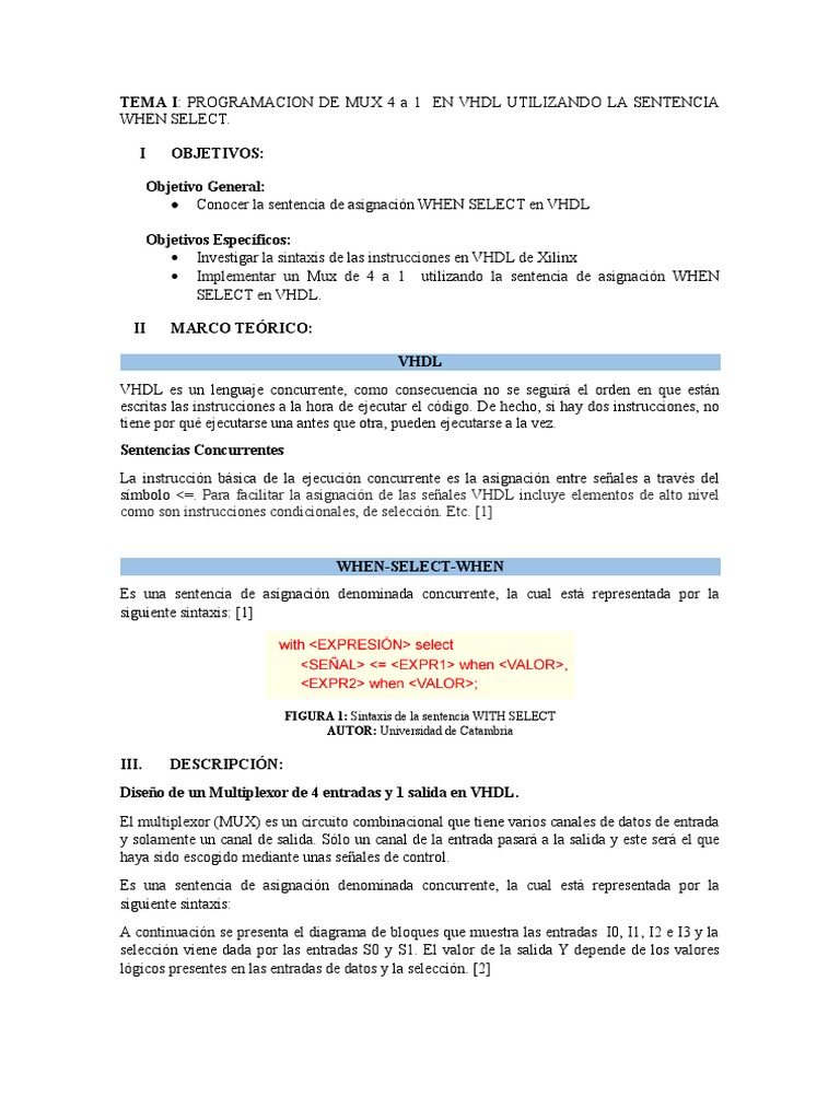 Informe Programas Con With Select | PDF | Vhdl | Programación de computadoras