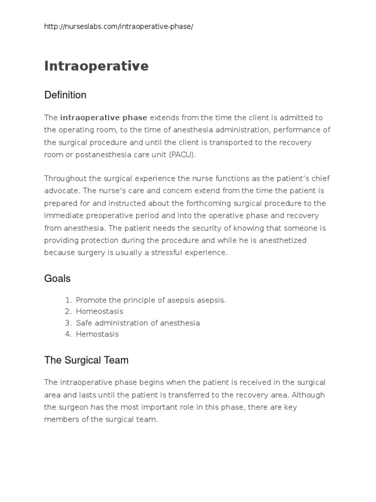 Intraoperative | PDF | Anesthesia | Surgery