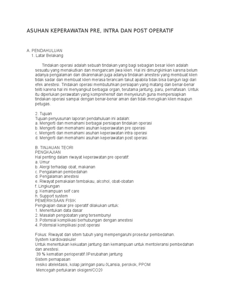 Asuhan Keperawatan Pre, Intra, Post | PDF | Pengembangan Diri | Sains ...