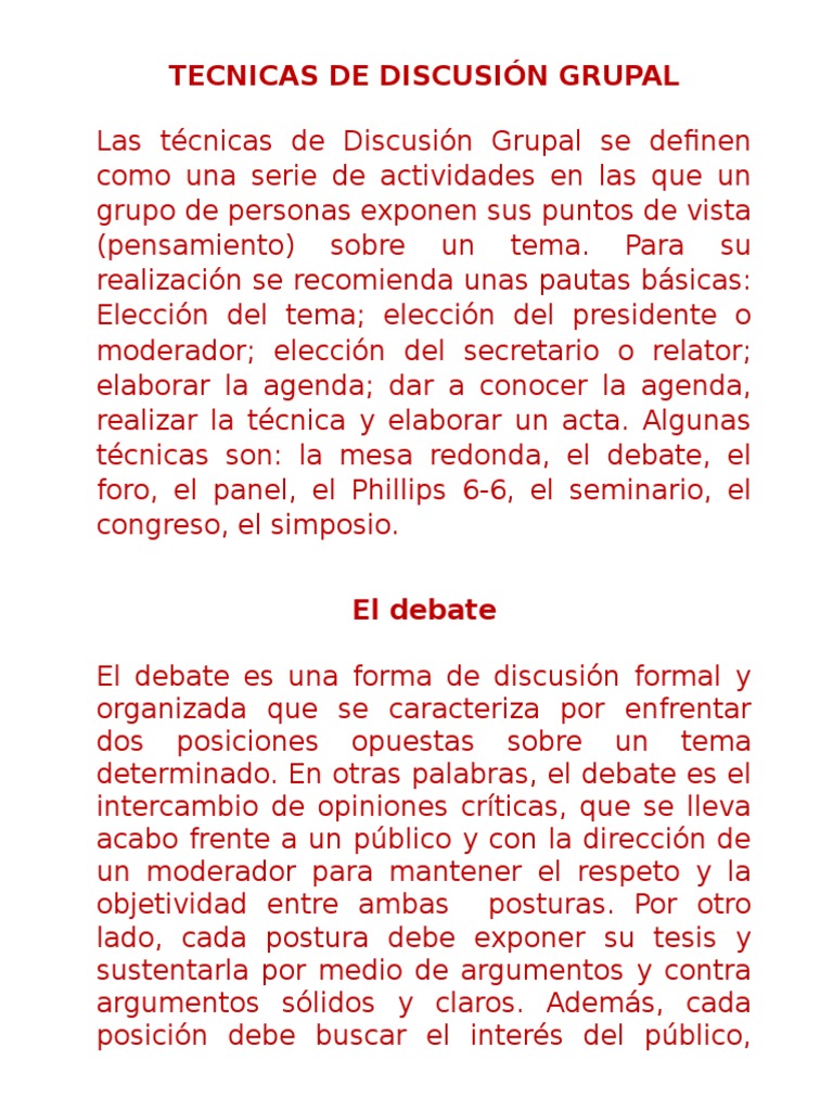Técnicas de Discusión Grupal | PDF | Science | Ciencia (general)