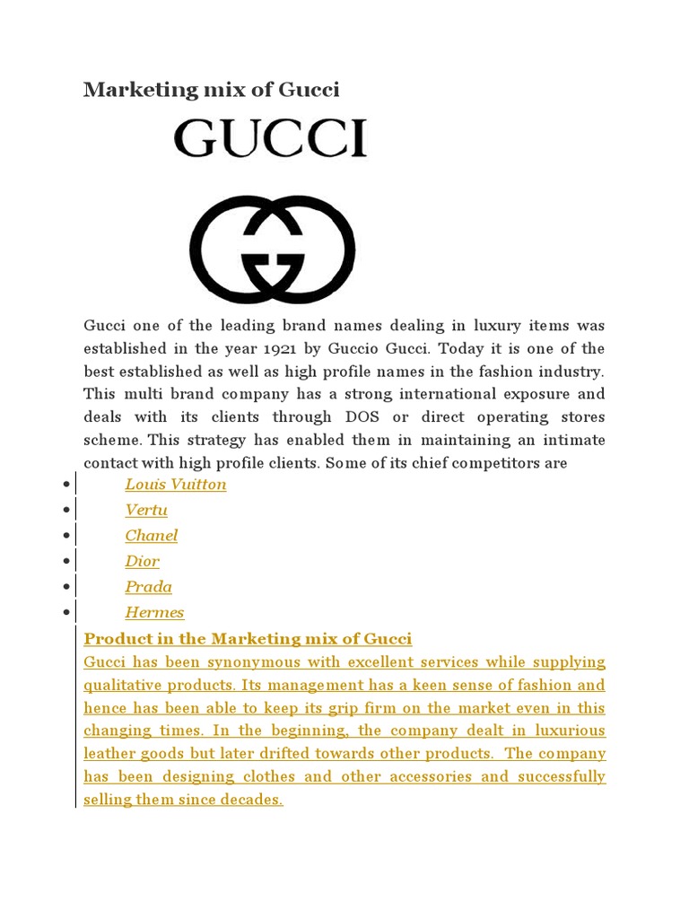 Marketing Mix of Gucci | PDF | Fashion | Economy Of China