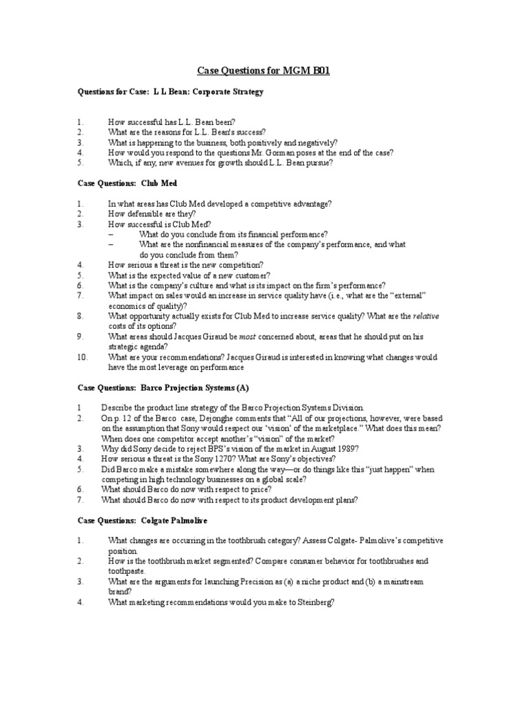 Case Questions | PDF | Strategic Management | Competition