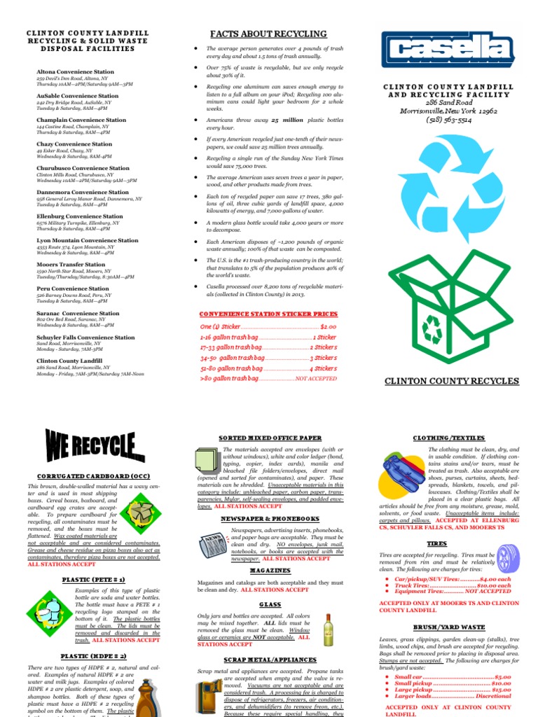 Clinton County Recycling Brochure | PDF | Recycling | Plastic