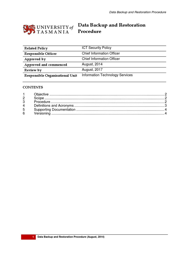 Data Backup and Restoration Procedure | PDF | Backup | Information Technology