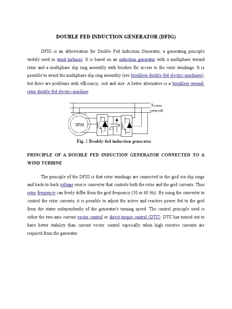 Double Fed Induction Generator (Dfig) | Components | Physics & Mathematics