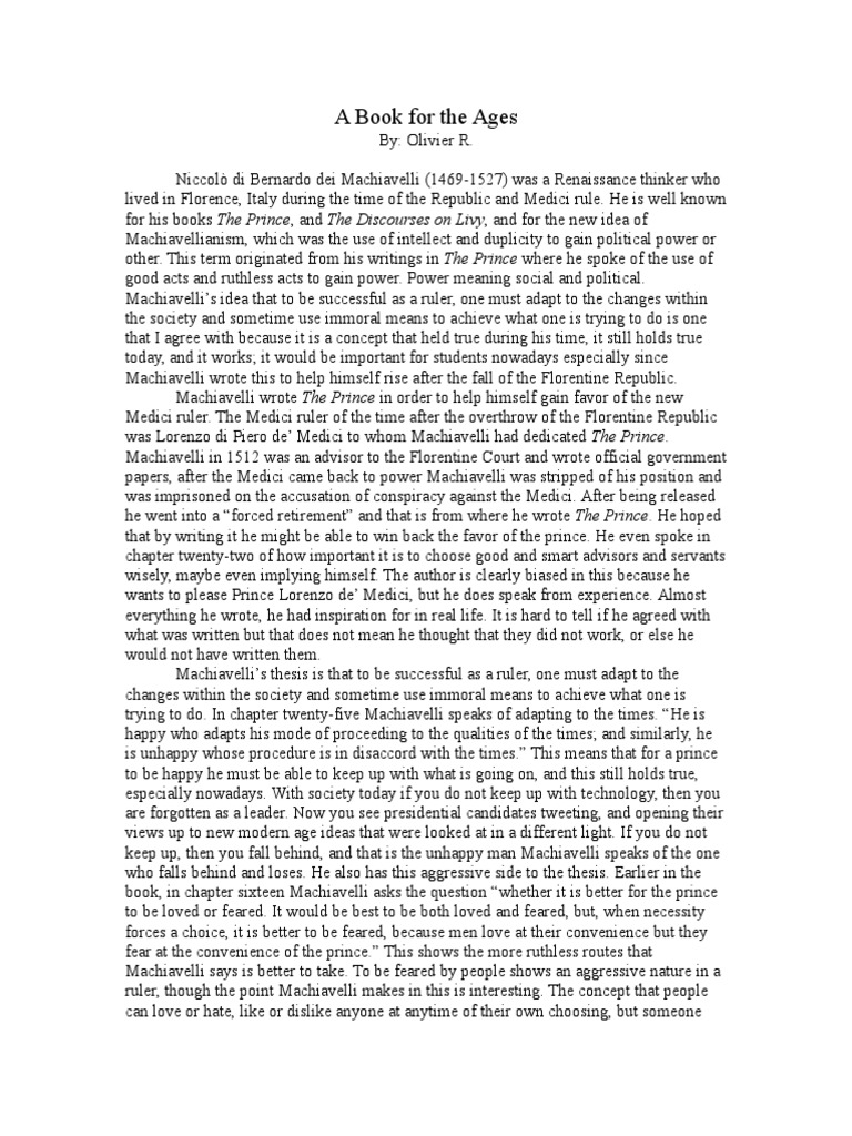 Machiavelli's Political Insights Today | PDF | The Prince | Niccolò ...