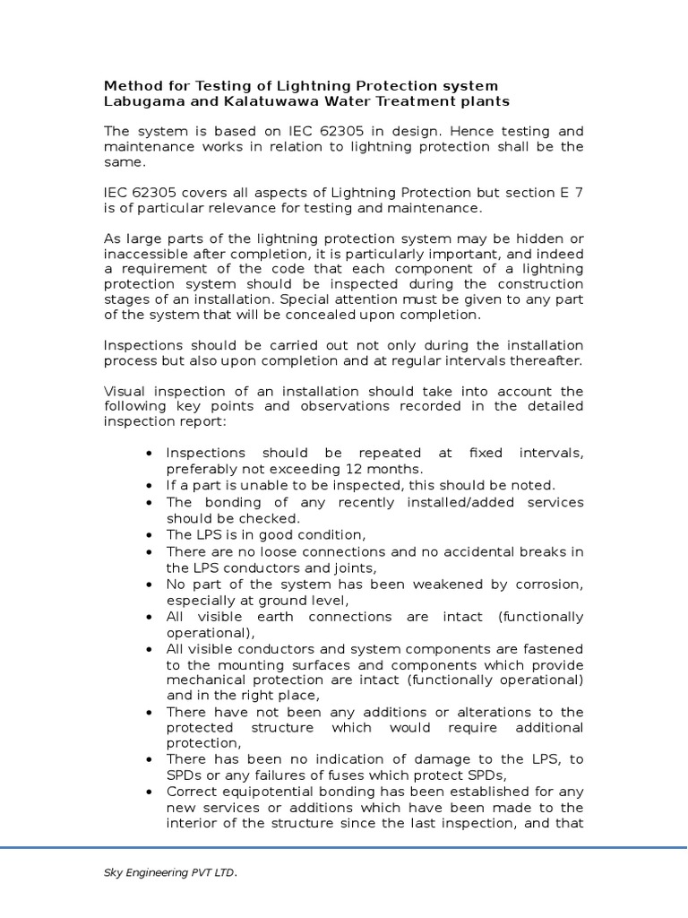 LPS Testing Method Statement | PDF | Electrical Components | Building ...