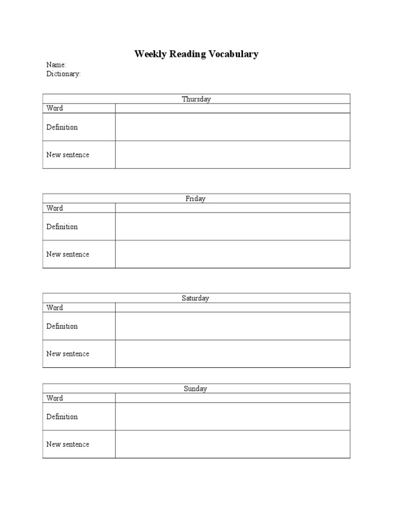 Weekly Vocabulary Builder | PDF | Language Arts & Discipline