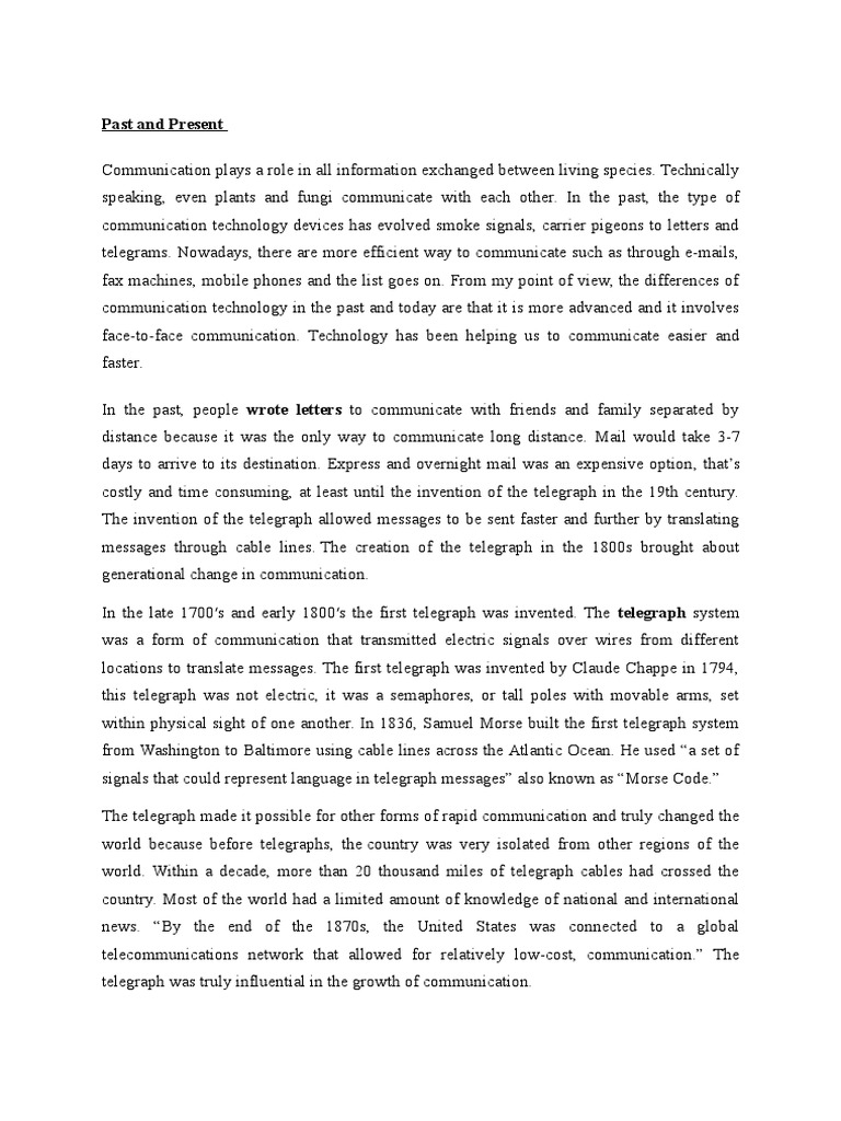 Past and Present of Communication | PDF | Telegraphy | Telecommunication
