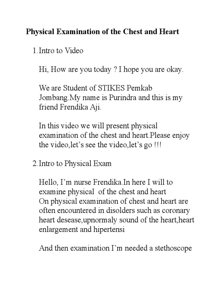 Physical Examination of The Chest and Heart | PDF | Physical ...